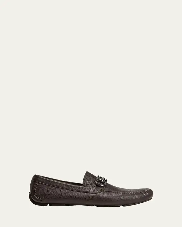 FERRAGAMO Parigi Gancini Leather Drivers - T.moro