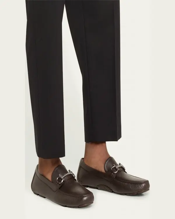 FERRAGAMO Parigi Gancini Leather Drivers - T.moro
