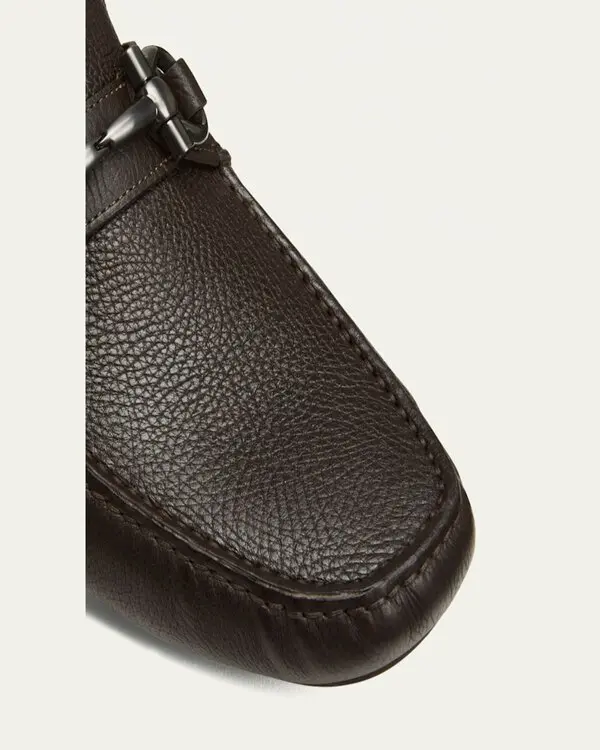 FERRAGAMO Parigi Gancini Leather Drivers - T.moro