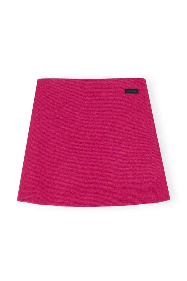 GANNI Wool A-line Mini Skirt - Red