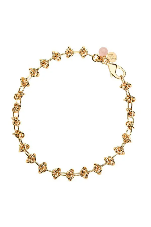 JANE WIN In A Knot Chain With Rose Quartz Bead - Pink