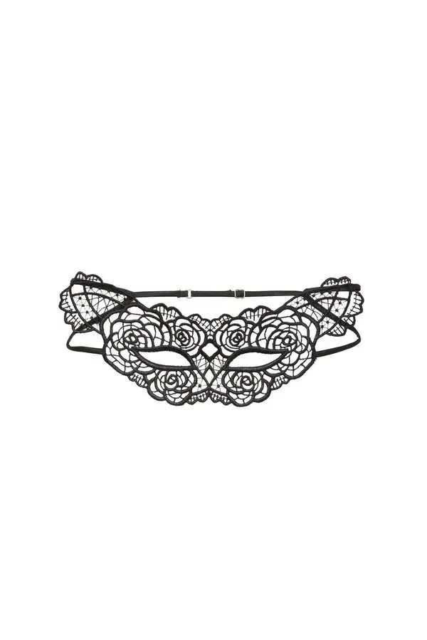Fleur Du Mal Rose Guipure Eye Mask - Black
