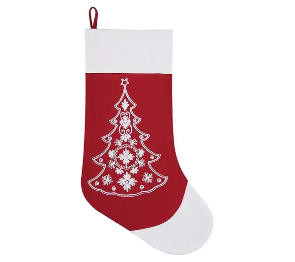 C&F HOME Nordic Tree Stocking - One-color