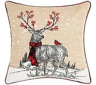C&F HOME 18' X 18' Deer Embroidered And Printed Throw Pillow - One-color