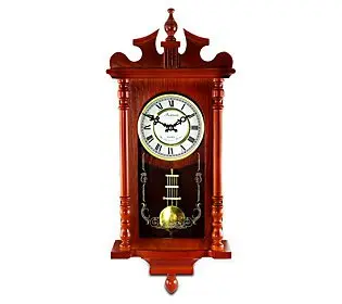BEDFORD CLOCK COLLECTION 25in Wall Clock With Pendulum And Chime In Redw Ood Oak Finish - One-color