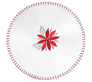 VALERIE PARR HILL 14' X 14' Poinsettia Felt Round Placemat - One-color