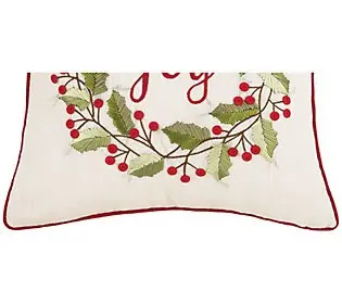 C&F HOME 18' X 18' Joy Wreath Embroidered Throw Pillow