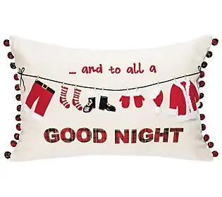 C&F HOME Christmas Clothesline 14' X 22' Embroi Dered Pillow - One-color