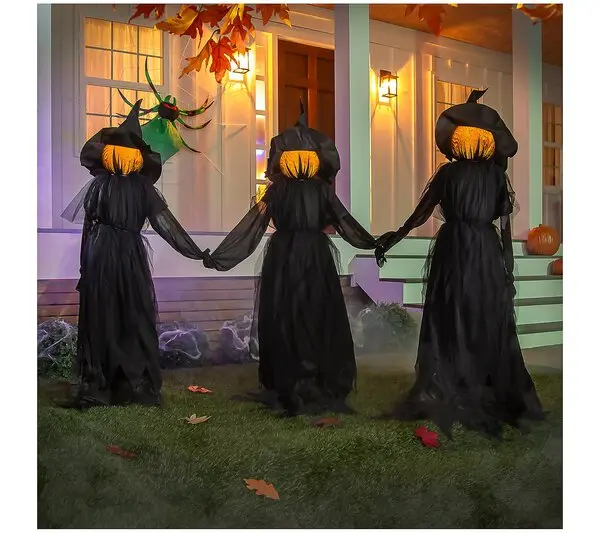 EVERGREEN Set Of 3 Lighted Halloween Witch Stak S - One-color