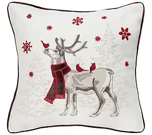C&F HOME Frosty Deer 18' X 18' Embellished Thro W Pillow - One-color