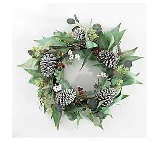 SAFAVIEH Faux 24' Eucalyptus & Berries Wreath W / Pine Cones - One-color