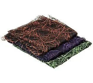 NORTHLIGHT 3pc Purple Orange & Green Spiderweb Ecorations