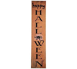 NORTHLIGHT 36' Orange Wood Happy Halloween W/sp Ider Wall Sign - One-color
