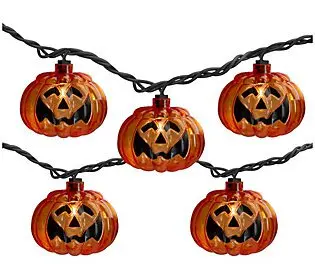 NORTHLIGHT Set Of Ten Jack-o-lantern Shaped Lig Hts - One-color