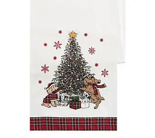 VALERIE PARR HILL 13' X 72' Festive Dogs Table Runner Valerie