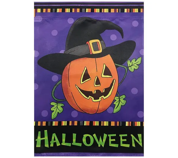 NORTHLIGHT Pumpkin In A Witch Hat Flag 12.5' X 8 - One-color