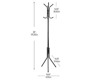 MIND READER 11 Hook Metal Standing Coat Rack