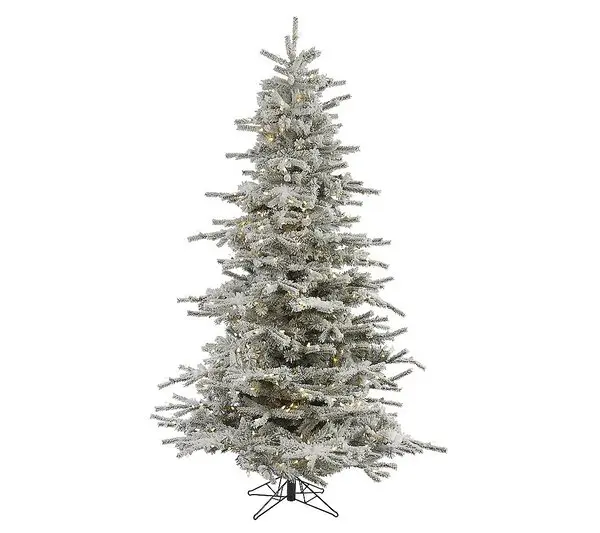 VICKERMAN Artificial 7.5' Flocked Sierra Christ Mas Tree Ww - One-color