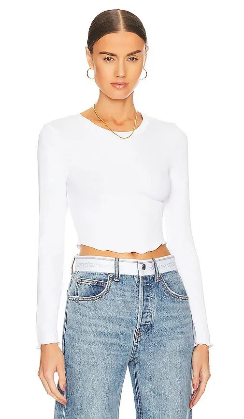 Lna Arya Cropped Long Sleeve Top
