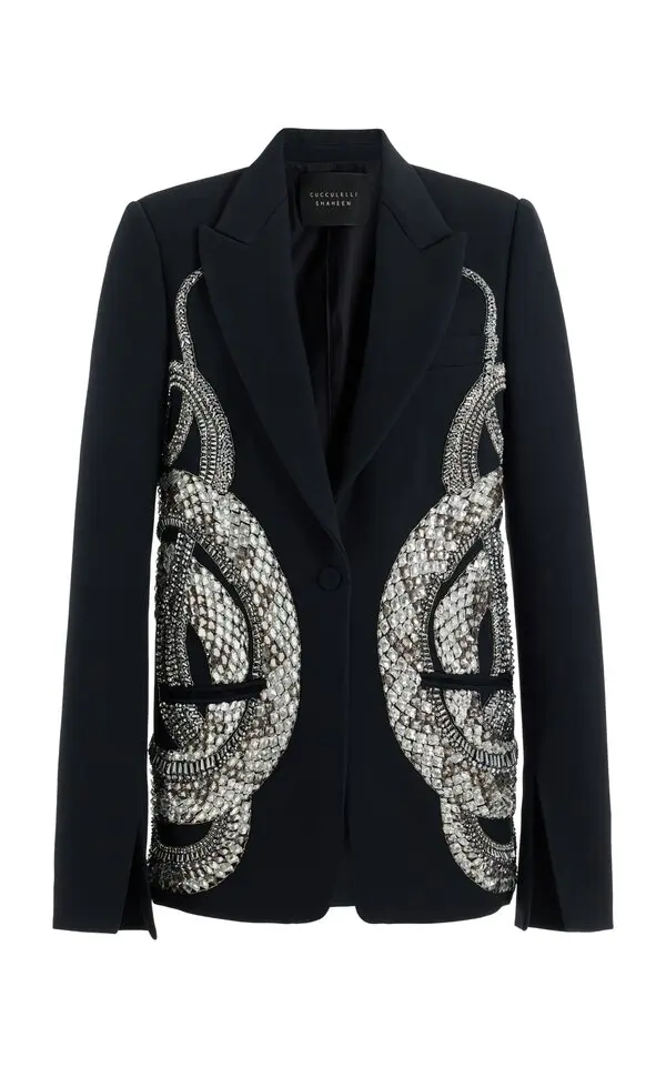 CUCCULELLI SHAHEEN Battle Royale Crystal-embellished Silk-wool Blazer