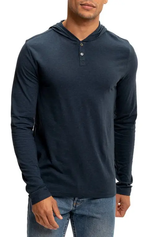 THREADS 4 THOUGHT Long Sleeve Henley Hoodie - Midnight