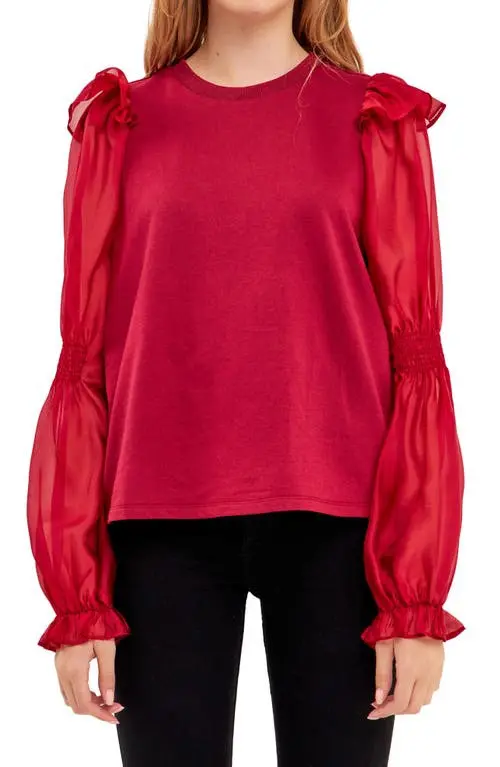 English Factory Puff Sleeve Blouse