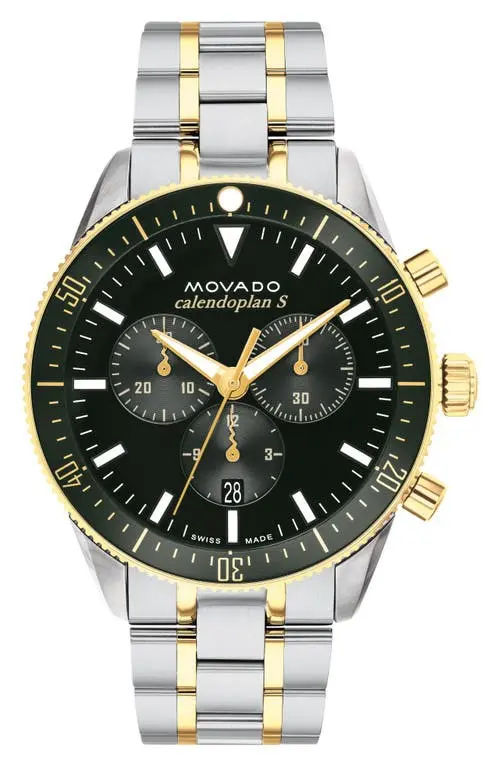 Movado Heritage Calendoplan Chronograph Bracelet Watch - Green