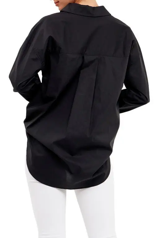 English Factory Imitation Pearl Button-up Shirt