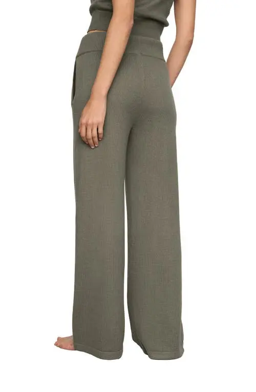Eberjey Wide Leg Lounge Sweater Pants - Smokey Olive