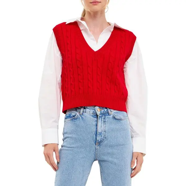 English Factory Cable Knit Sweater Vest