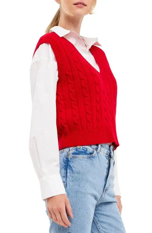 English Factory Cable Knit Sweater Vest