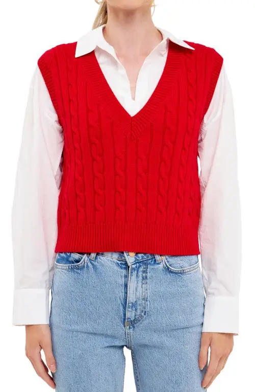 English Factory Cable Knit Sweater Vest