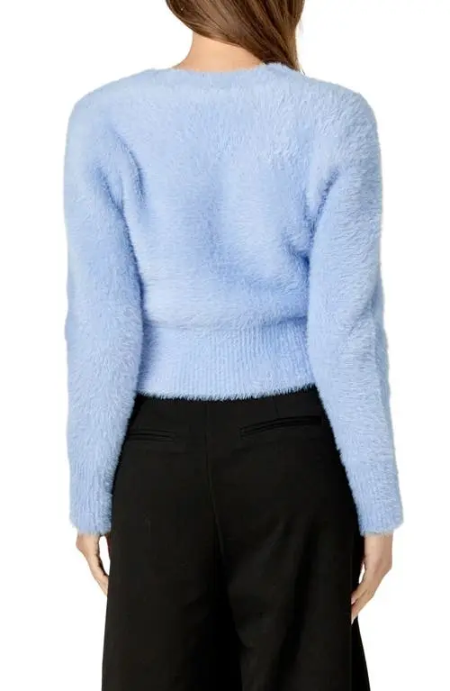 English Factory Pearly Heart Button Sweater - Periwinkle