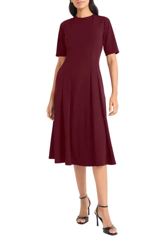 Maggy London Double Pleat A-line Midi Dress - Arresting Burgundy