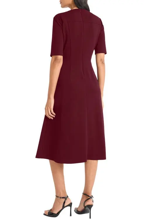 Maggy London Double Pleat A-line Midi Dress - Arresting Burgundy