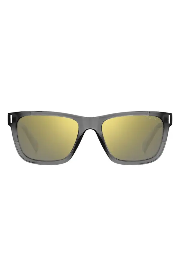 POLAROID 54mm Polarized Square Sunglasses - Grey/ Grey Gold Multilayer