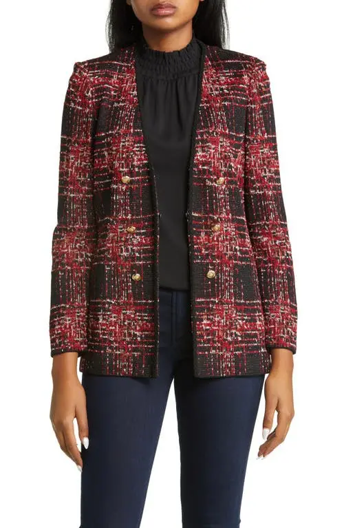 Ming Wang Braided Trim Tweed Jacket