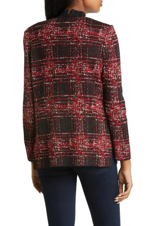 Ming Wang Braided Trim Tweed Jacket
