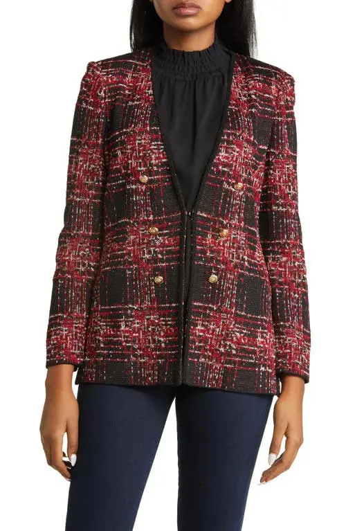 Ming Wang Braided Trim Tweed Jacket