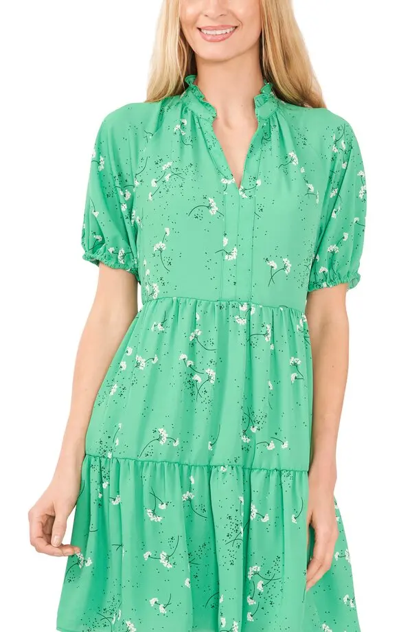 Cece Dupraz Floral Puff Sleeve Babydoll Dress In Soft Emerald - 50% Off |  Editorialist