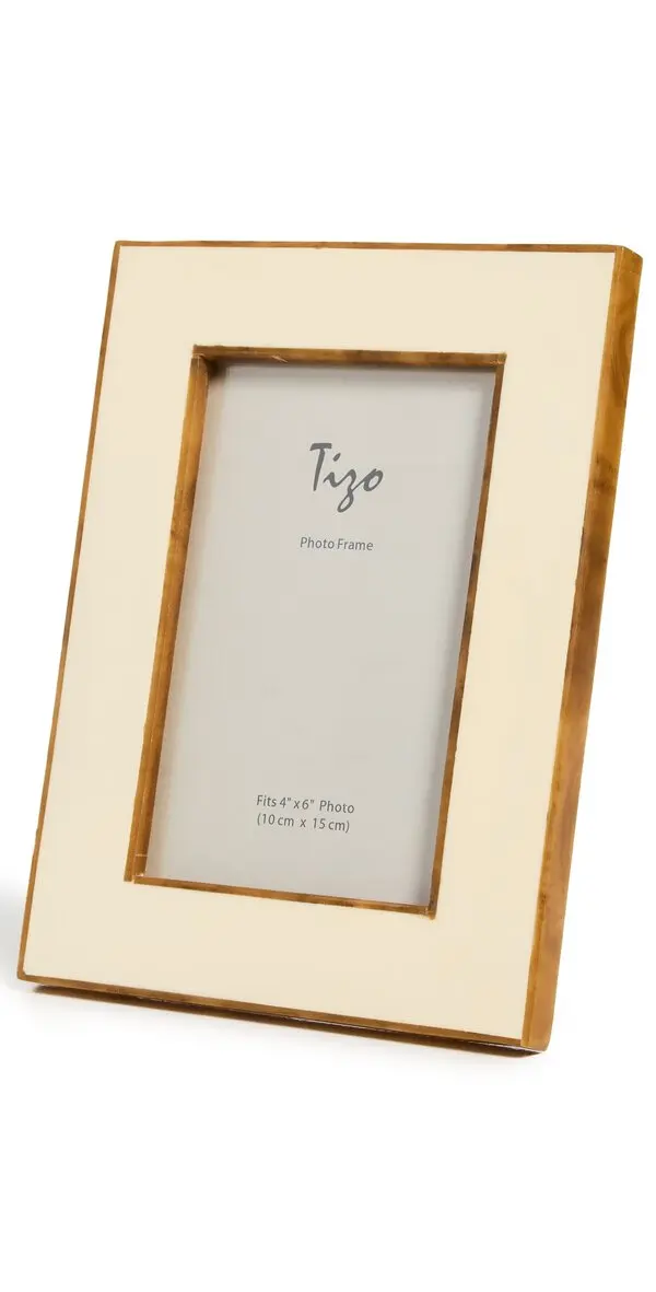 TIZO DESIGN Resin With Faux Horn Border Frame 4x6 - White Bone