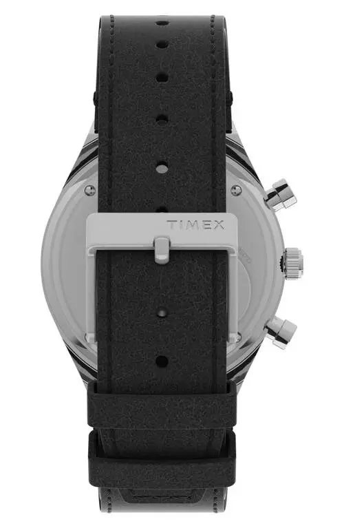TIMEX® Chronograph Leather Strap Watch