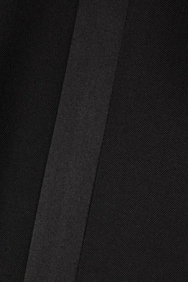 Saint Laurent Crepe-trimmed Grain De Poudre Wool Straight-leg Pants