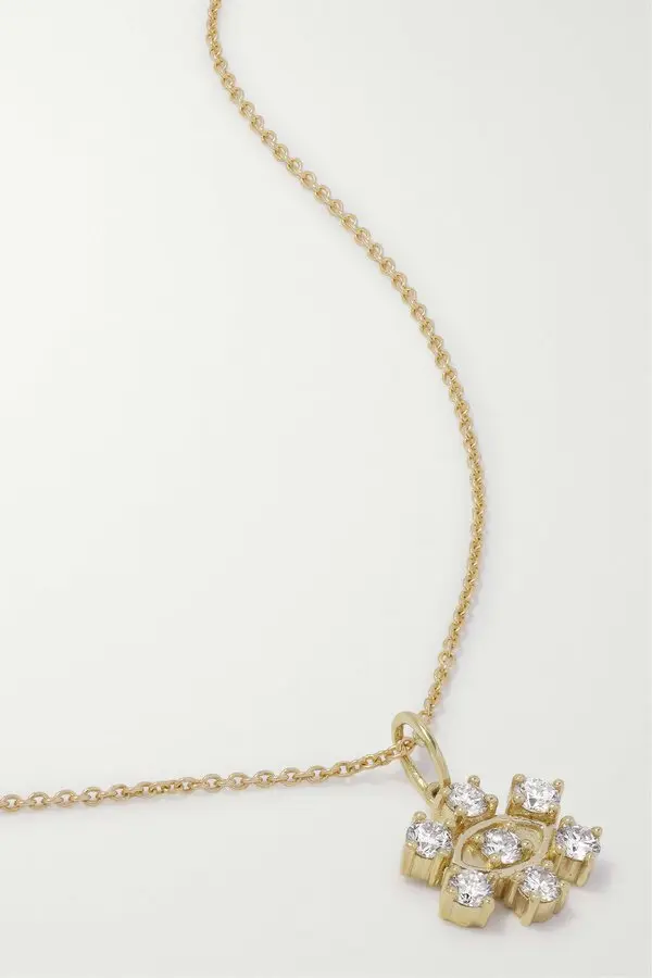 SYDNEY EVAN Small Eye 14-karat Diamond Necklace
