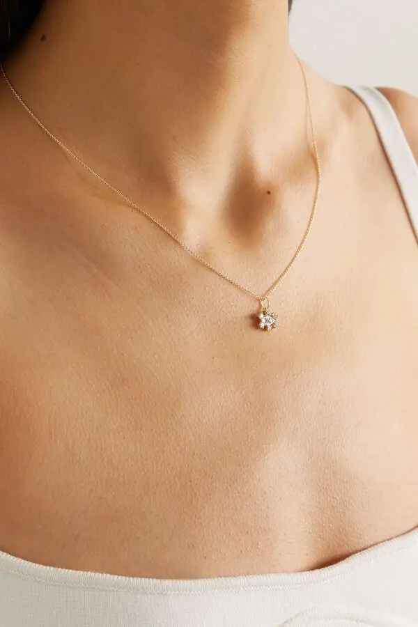 SYDNEY EVAN Small Eye 14-karat Diamond Necklace