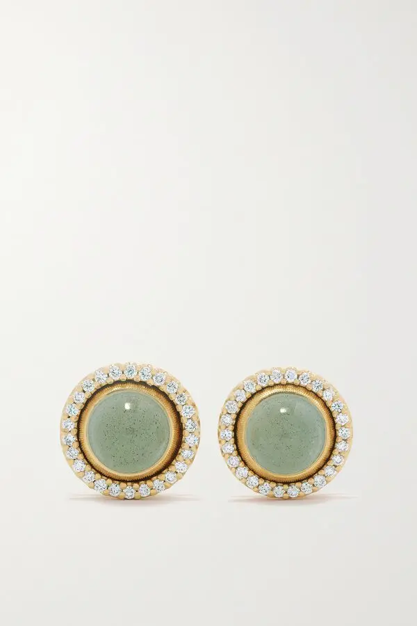 OLE LYNGGAARD COPENHAGEN Lotus Aquamarine And Diamond Earrings - Green