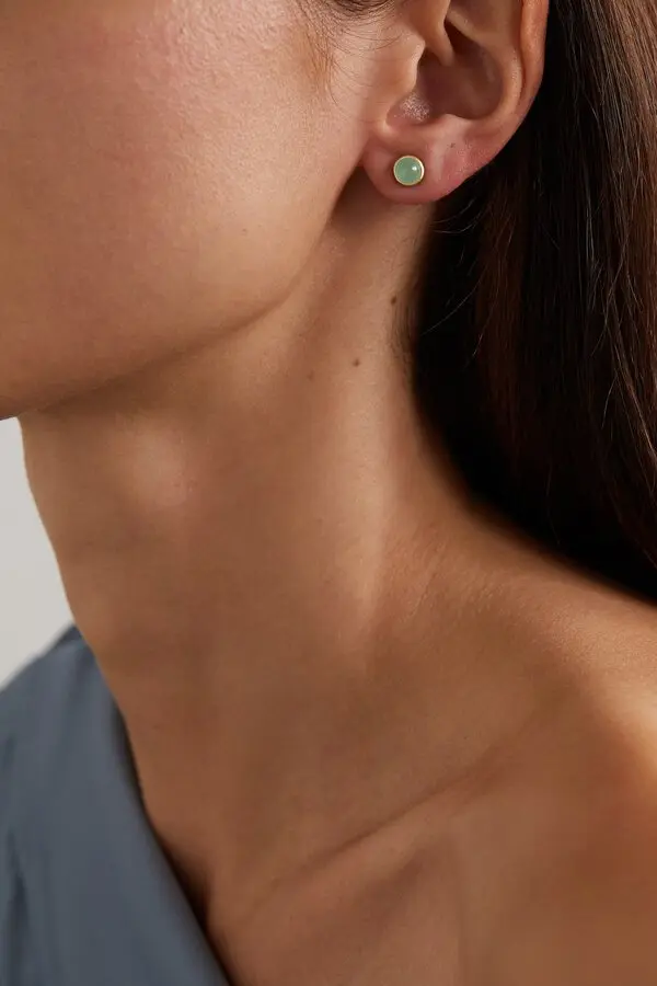 OLE LYNGGAARD COPENHAGEN Lotus Aquamarine And Diamond Earrings - Green
