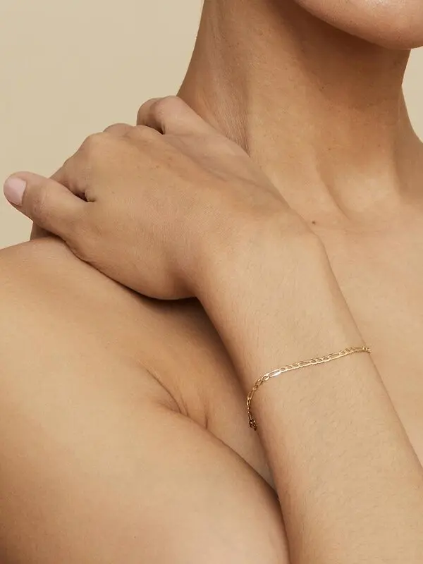 ORADINA 14k Yellow Solid Gold Florentine Figaro Petite Bracelet