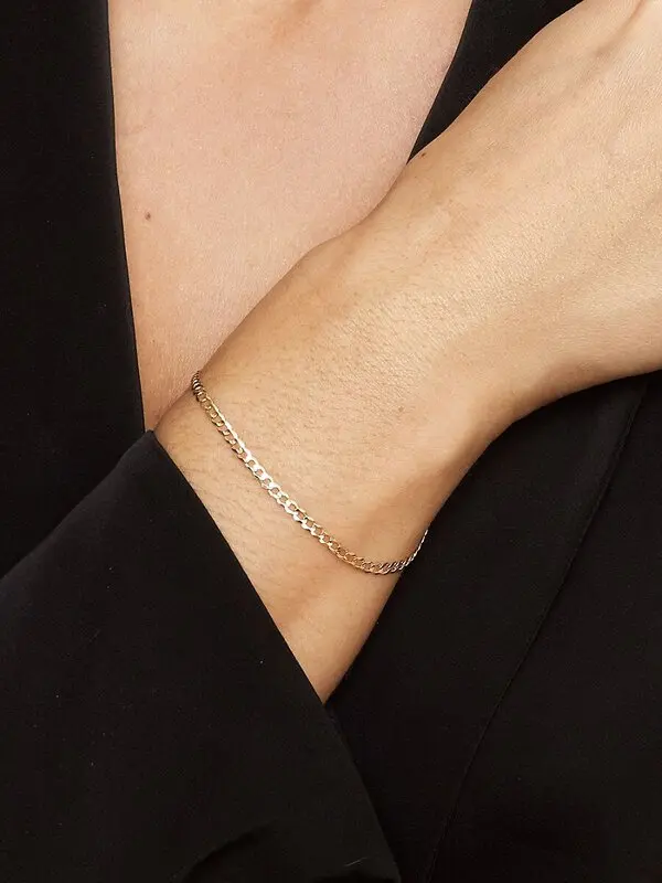 ORADINA 14k Yellow Solid Gold Carmine Curb Petite Bracelet