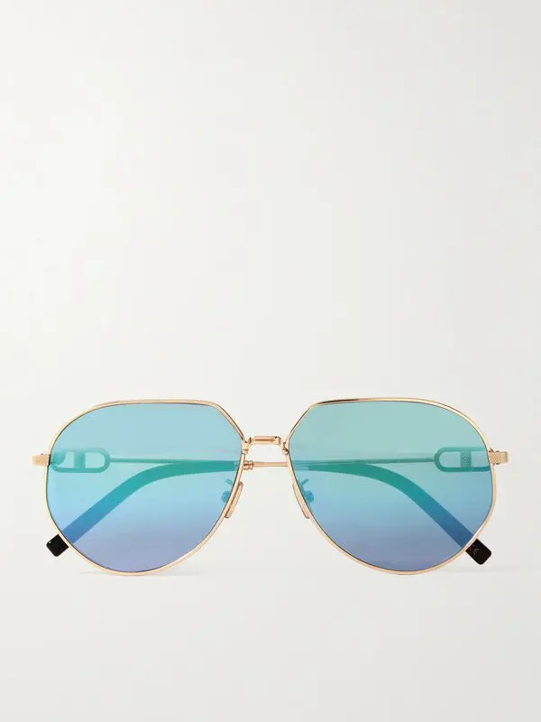 Dior Cd Link A1u Round-frame Sunglasses - Gold